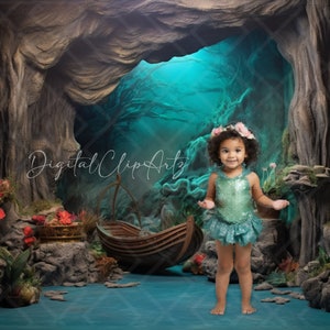 Mermaid Grotto Digital Backdrop, Digital Photography Backdrop, Digital ...