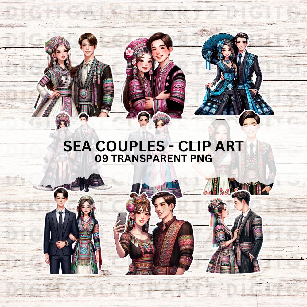 SEA Couple Clip Art - 09 Transparent PNG Files Sublimation Asian ...