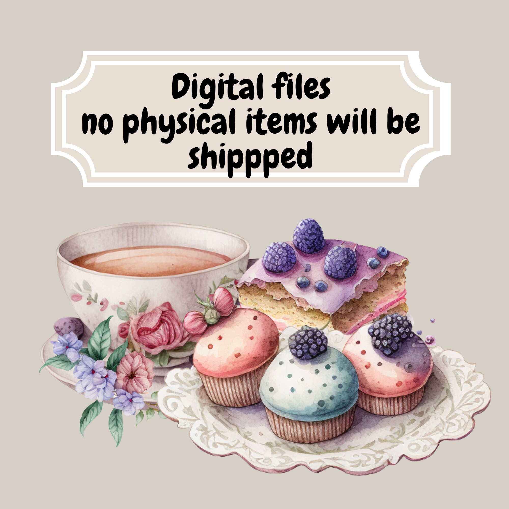 Watercolor Tea Party Clip Art PNG 15 Transparent PNG Files Digital ...