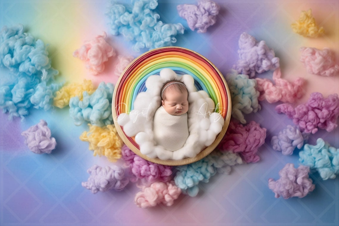 Rainbow Newborn Digital Backdrop, Digital Photography Backdrop, Digital ...