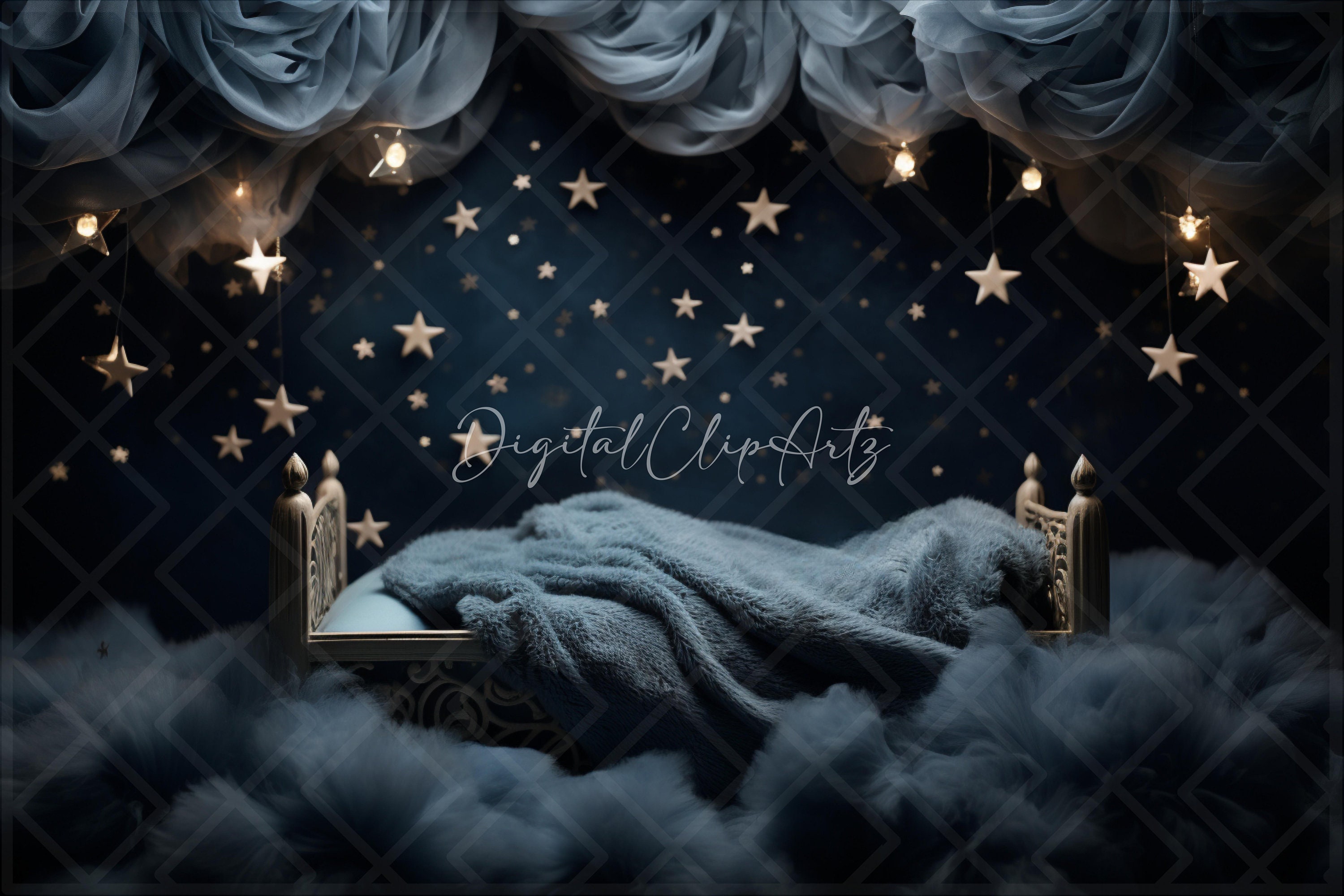 Starry Night Newborn Digital Backdrop, Digital Photography Backdrop ...
