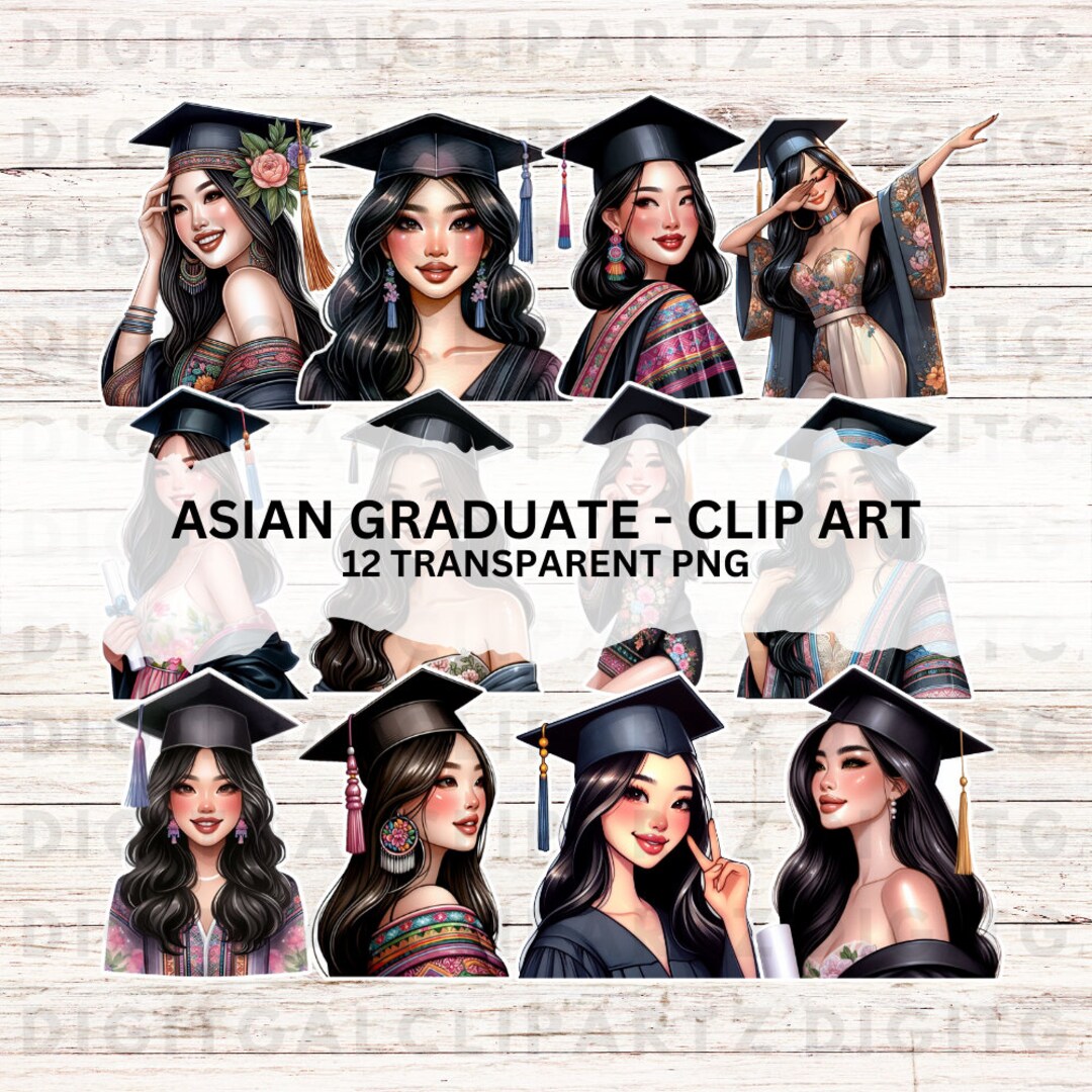 Asian Graduate - 12 Transparent PNG Files Digital Download Asian Girls ...