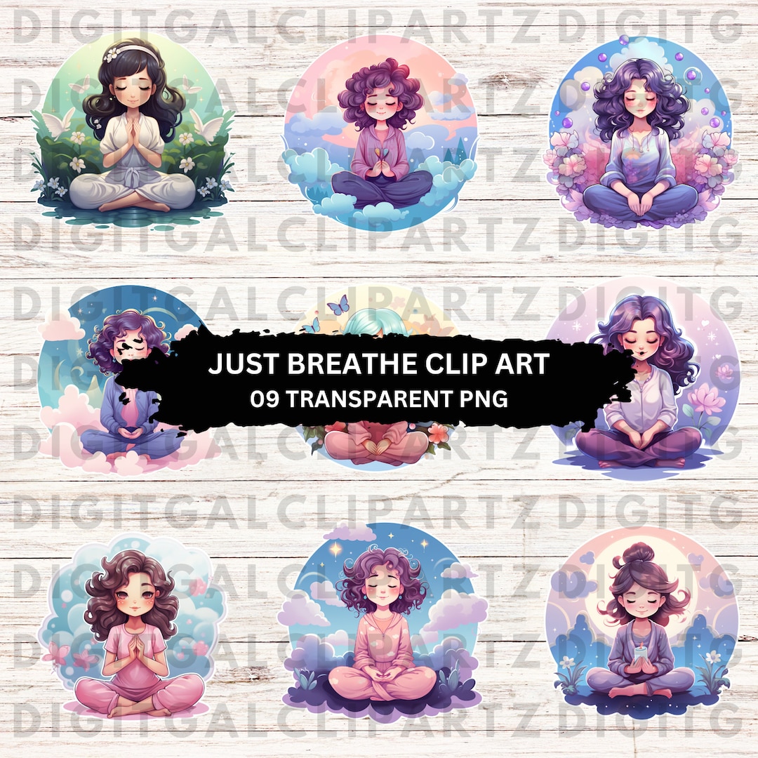 Just Breathe Clip Art - 09 Transparent PNG Files - Digital Download ...