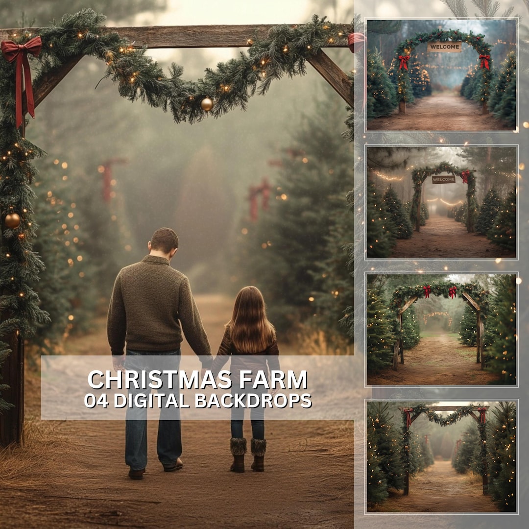 Christmas Farm Digital Backdrop, Digital Photography Backdrop, Digital ...