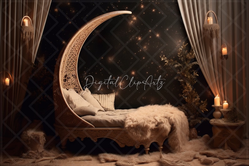 Crescent Moon Backdrop, Digital Photography Backdrop, Digital Composite ...