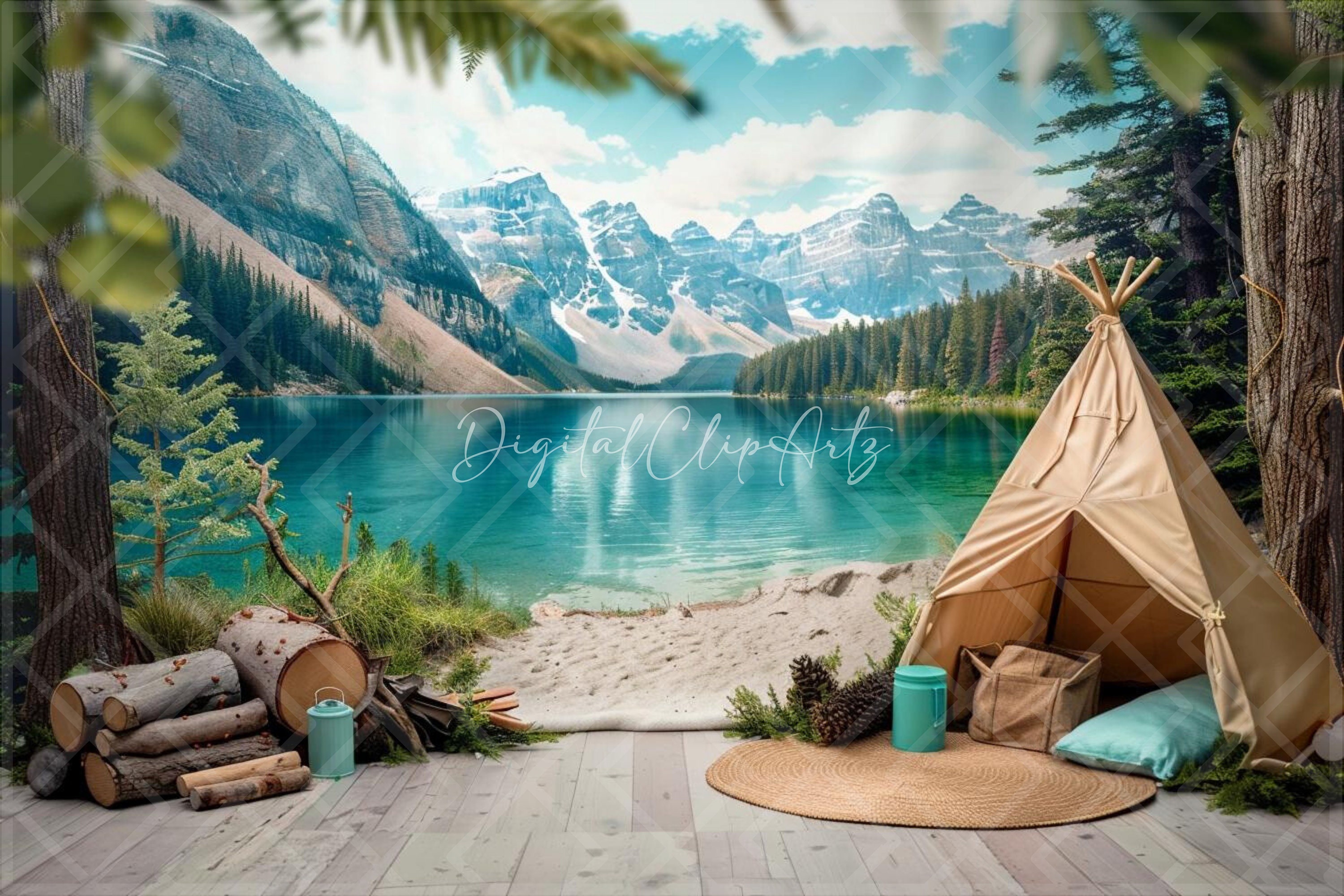 Great Outdoors Camping Digital Backdrop Digital Photography Backdrop ...