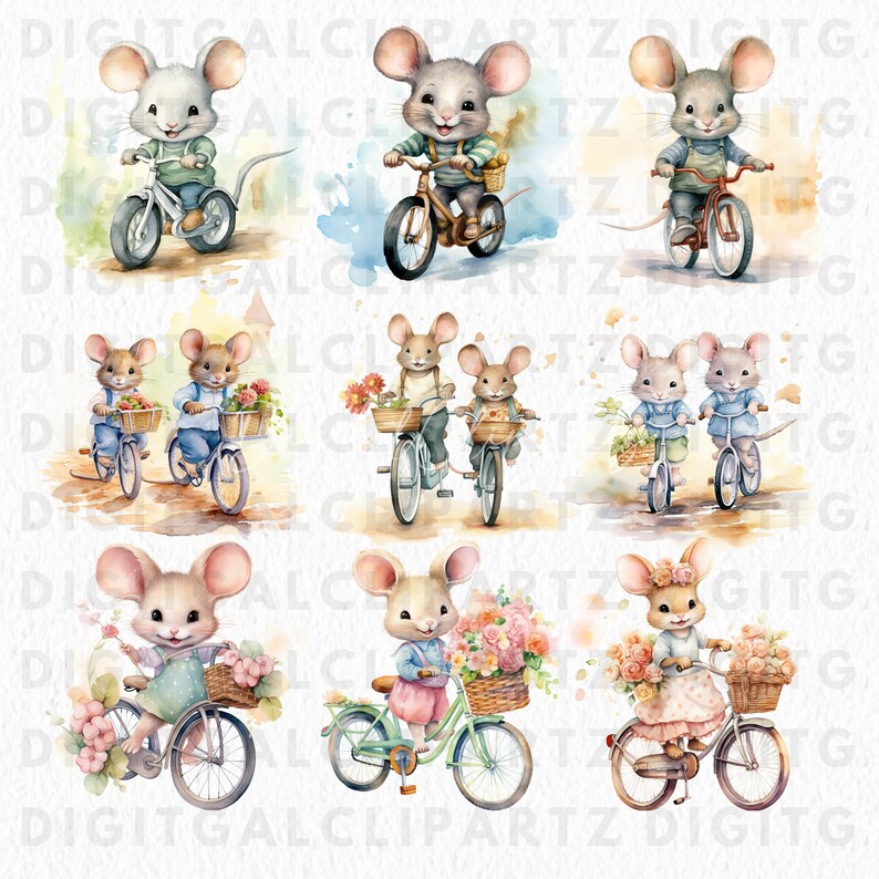 Little Mice Clip Art 09 Transparent PNG Files-digital Download Cute ...