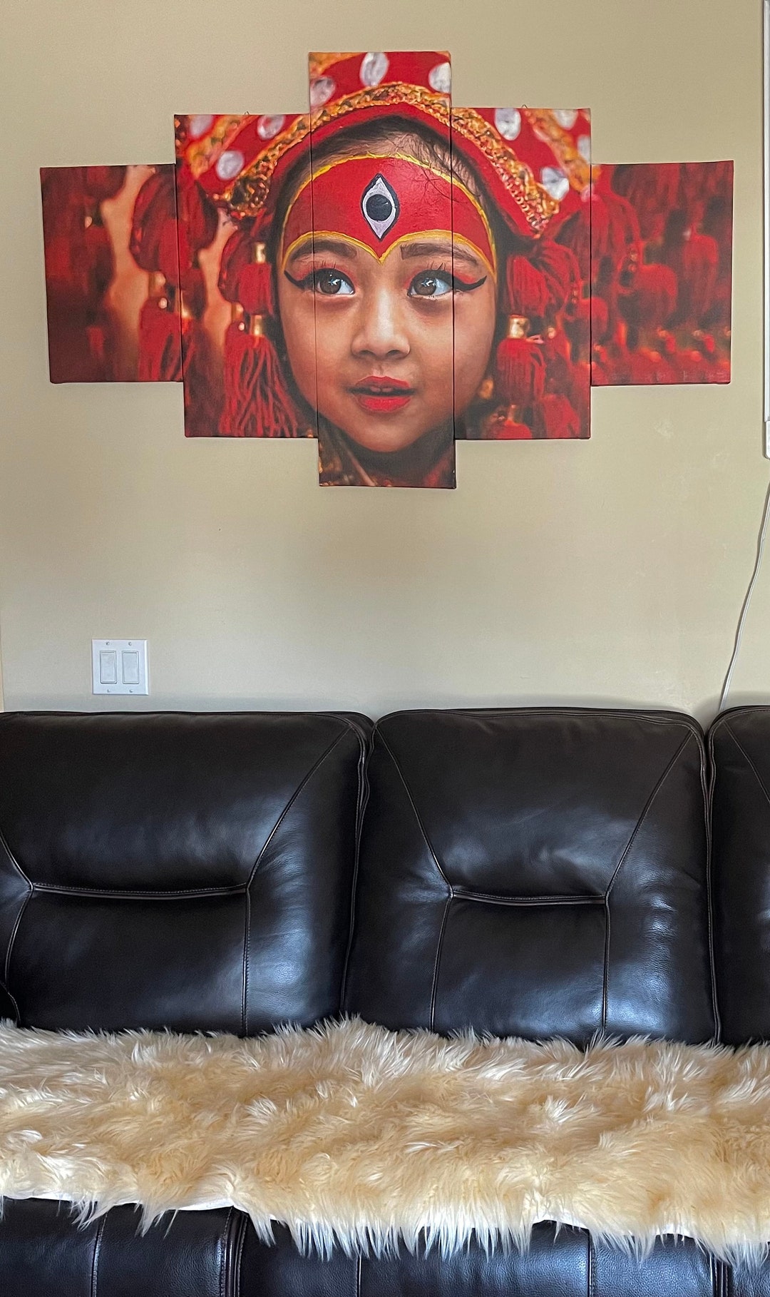 5 Panel Kumari Hindu God Canvas Art Picture Home Décor With Frame Ready ...