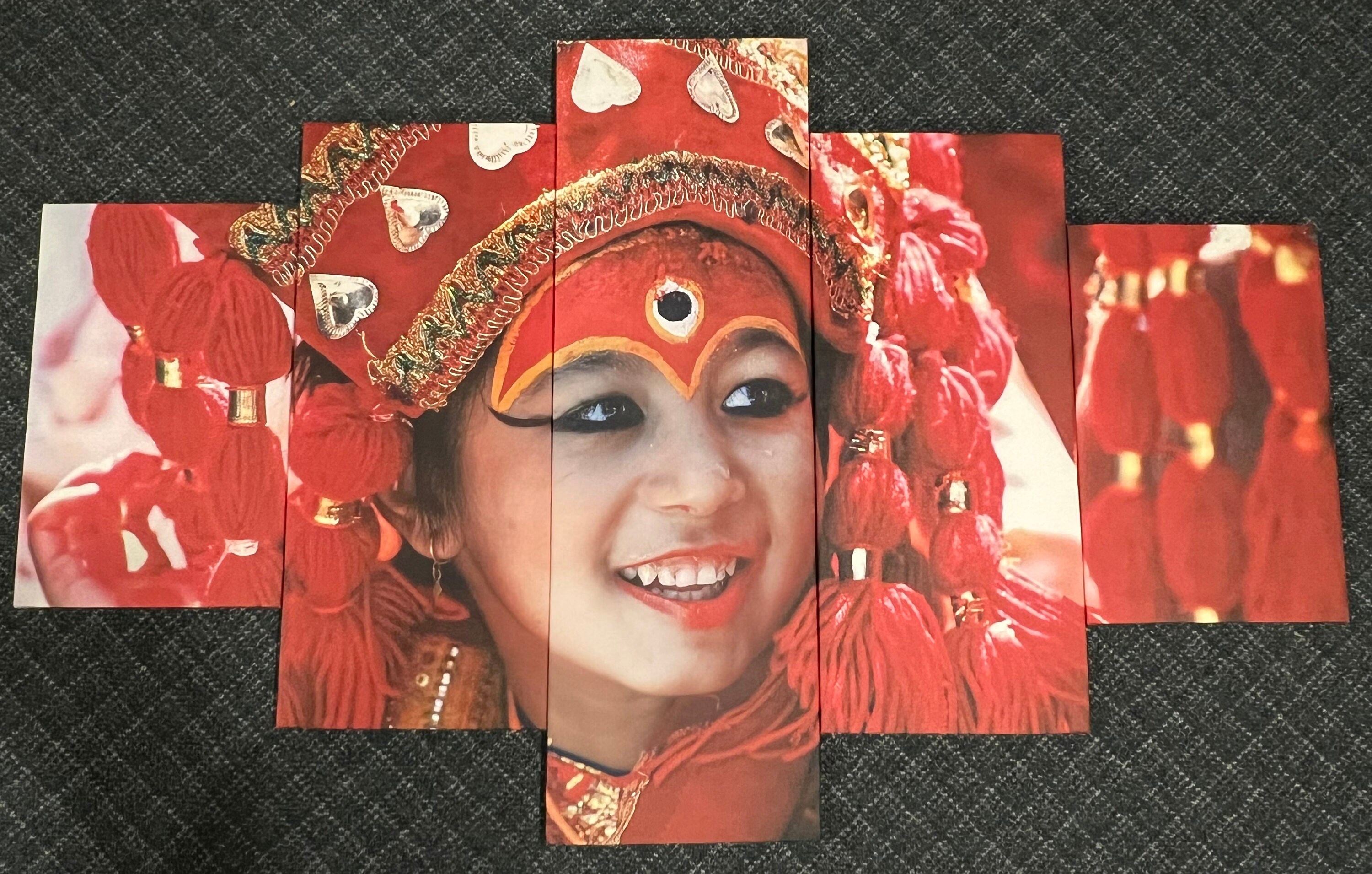 5 Panel Kumari Hindu God Canvas Art Picture Home Décor With Frame Ready ...
