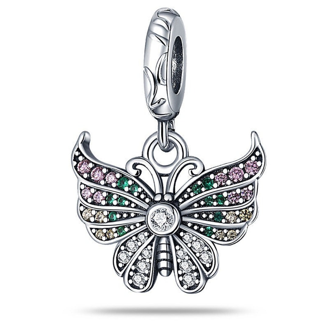 Crystal Rainbow Moth Butterfly Wing Pandora Charm Bracelet Compatible ...