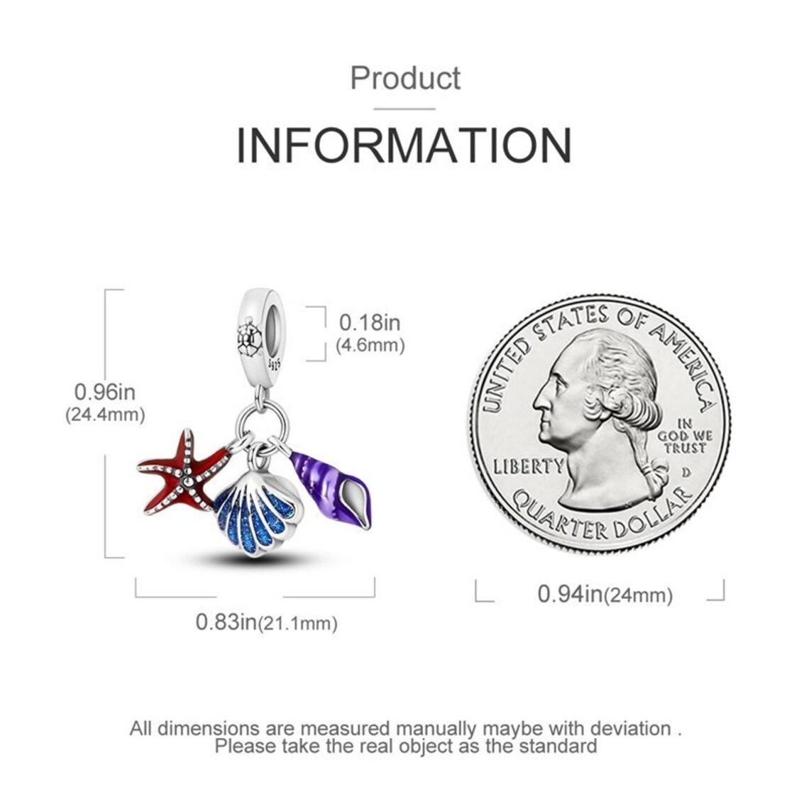 Sea Shell Clam Conch Star Fish Charm Bracelet Compatible Pandora Comp ...