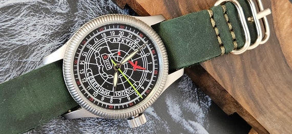 Mechanical Raketa Soviet USSR Antique 24 hours watch … - Gem