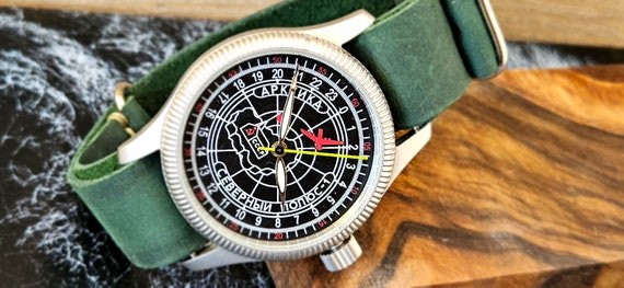 Mechanical Raketa Soviet USSR Antique 24 hours watch … - Gem