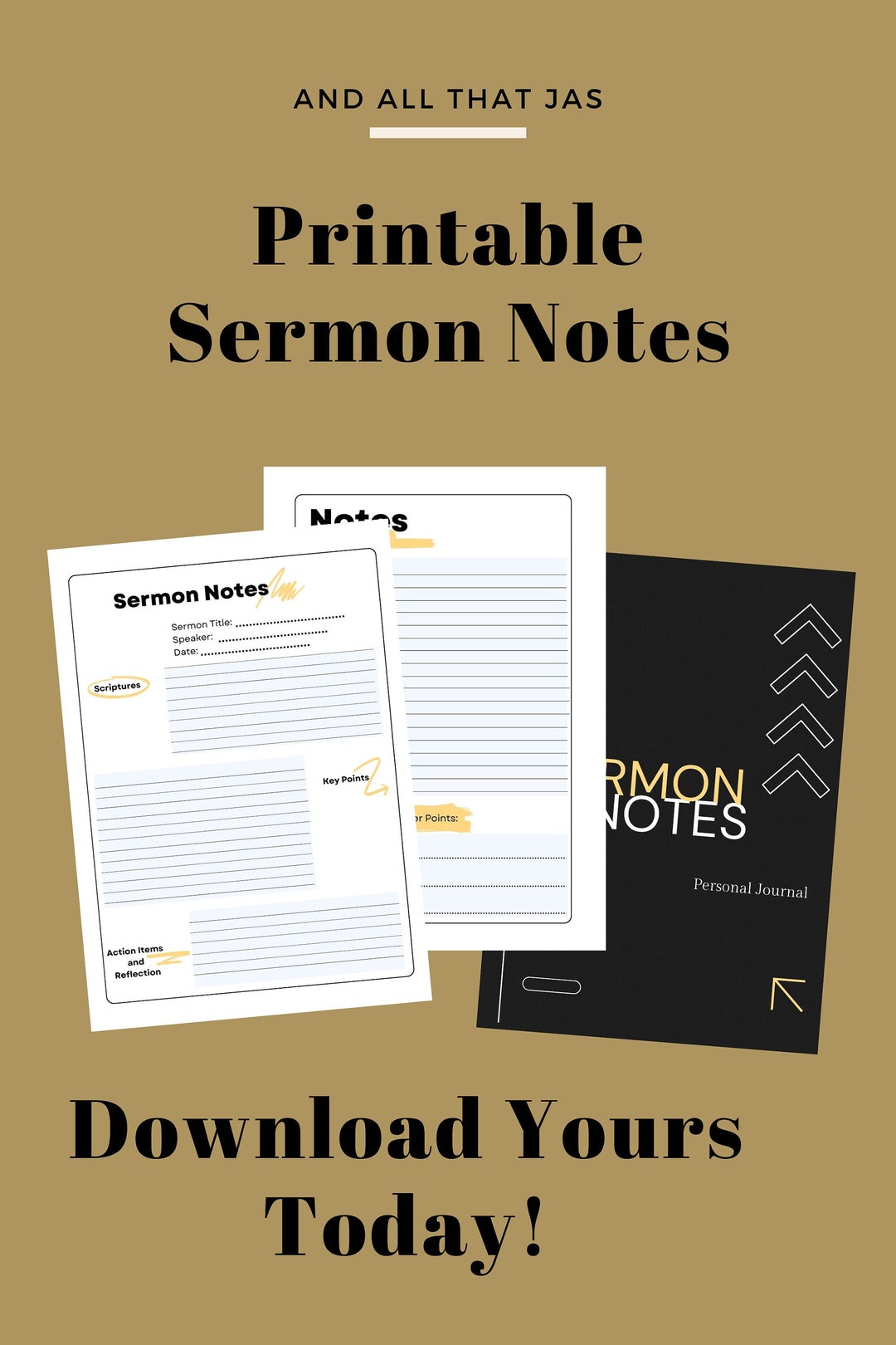 Sermon Notes Printable: Church Message Note-taking (two-page PDF) - Etsy