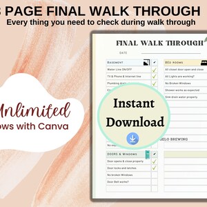 Final Walk Through Checklist | Printable Final Walkthrough| Buyer ...