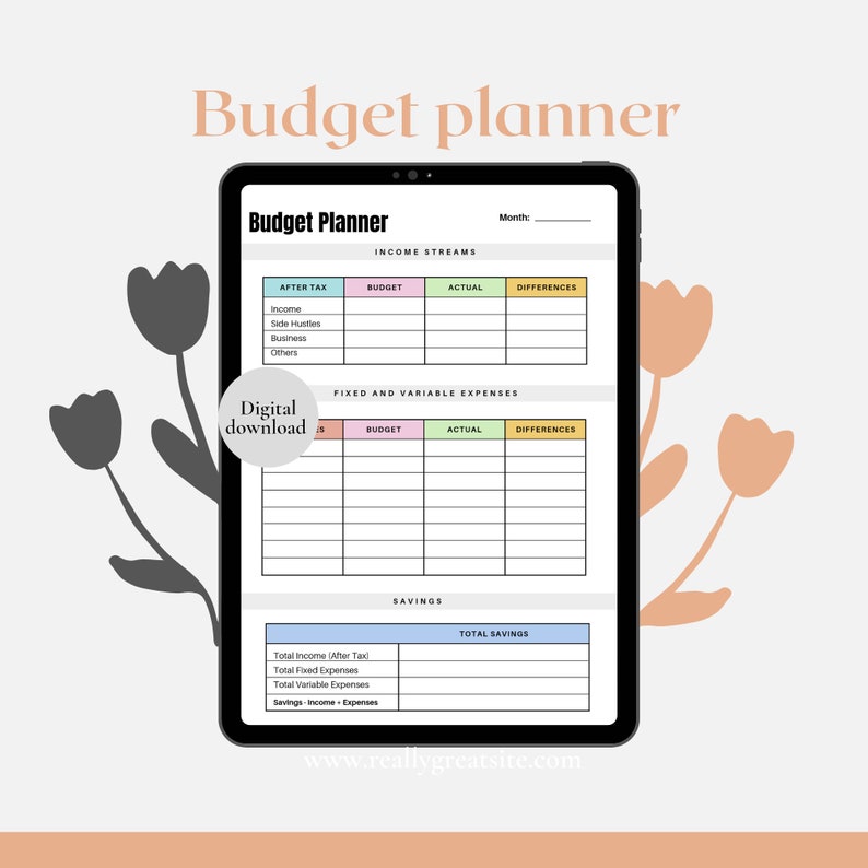 Printable Budget Planner Budget Overview, Savings Tracker, Budget ...