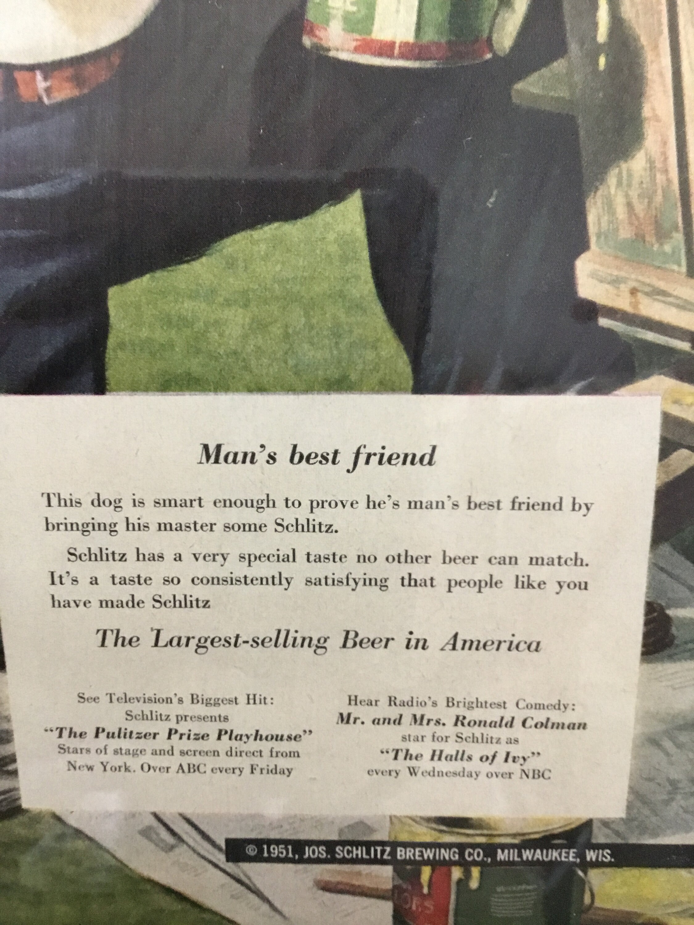 1951 Schlitz Beer Magazine Ad - Etsy