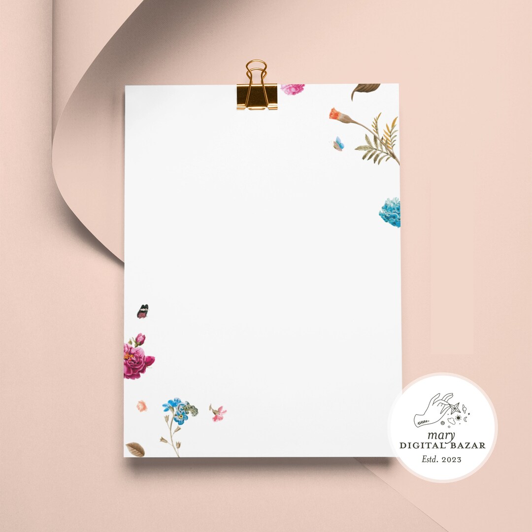 Spring Letterhead | Printable Stationery | A4, US Letter 8.5x11 in ...