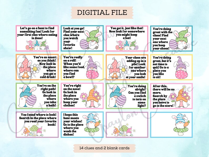 Gnome Easter Scavenger Hunt for Indoors, Printable Digital File for ...
