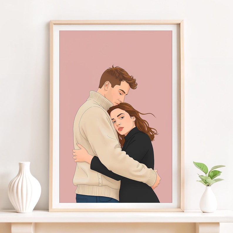 Custom Couple Cartoon Portrait: Personalized Drawing From Photo ...