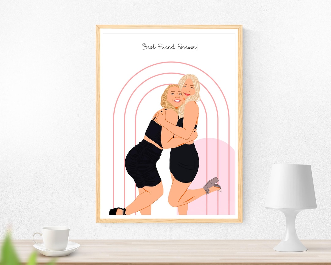 Custom Best Friend Illustration, Painting From Photo, Birthday Gift for ...