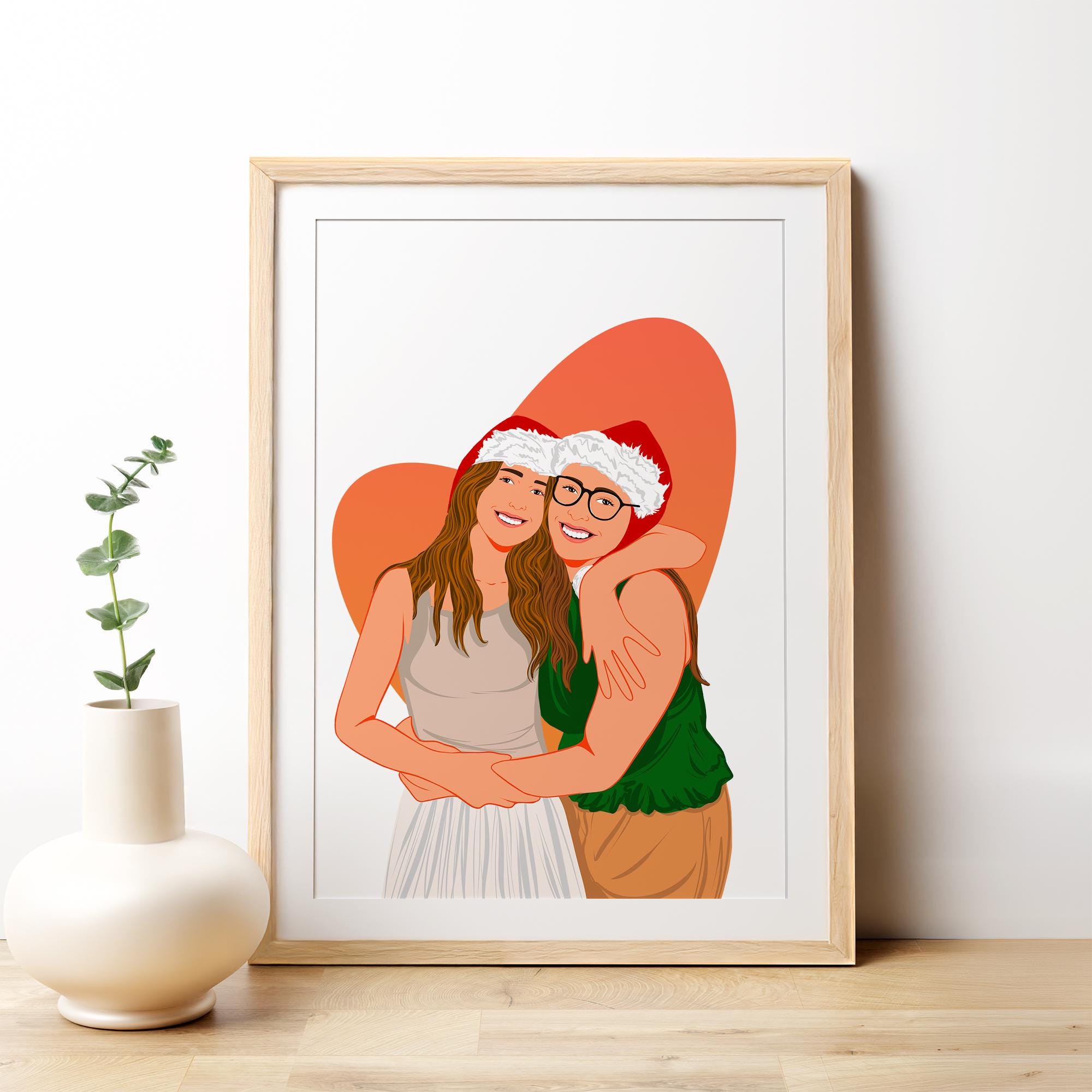 Best Friend Cartoon Portrait, Birthday Gift for Her, Friendship Custom ...
