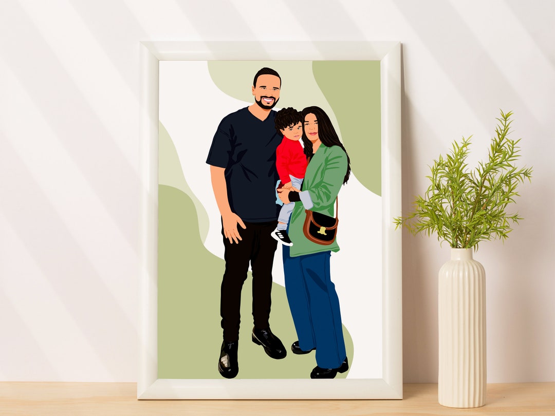Custom Family Portrait From Photo, Personalized Gift for the Whole ...