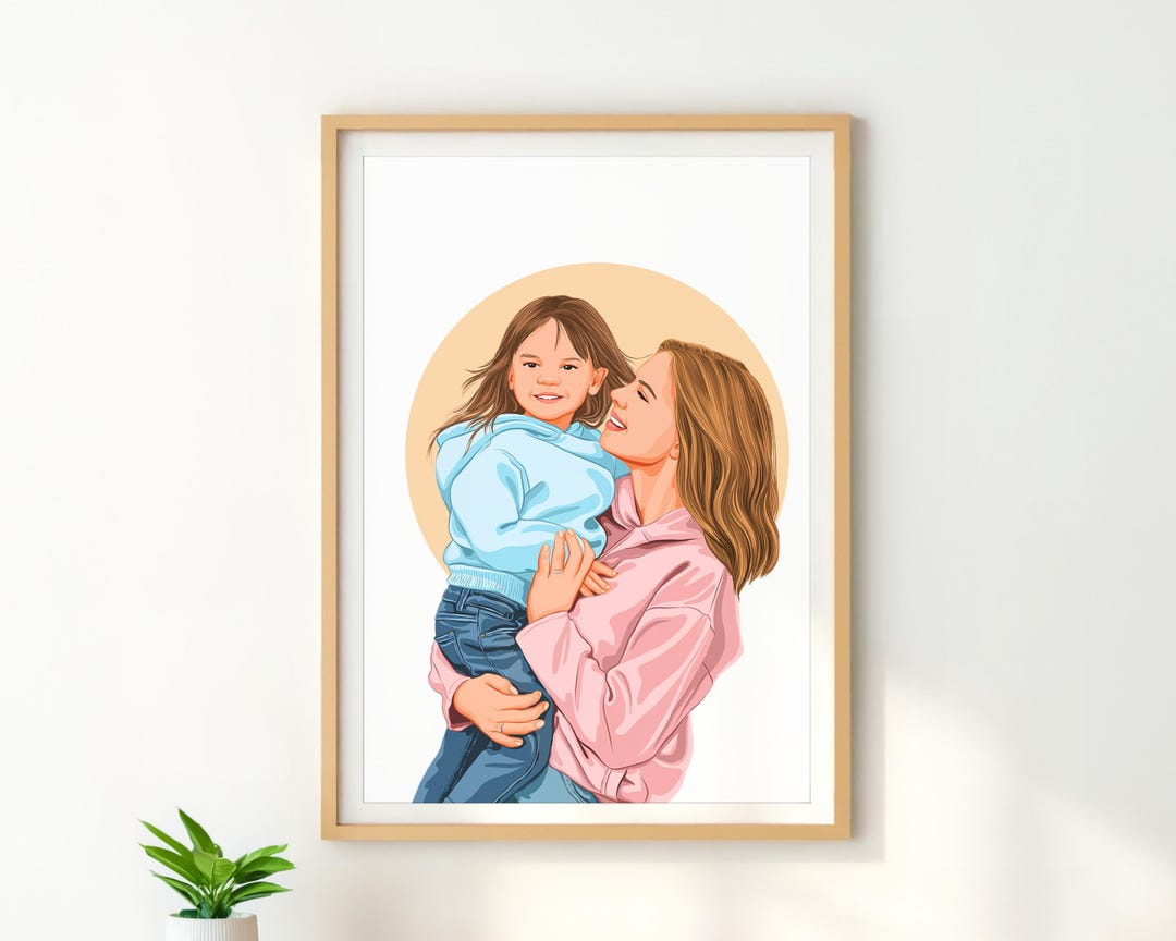 Custom Family Portrait, Mother's Day Gift, Drawing From Photo ...