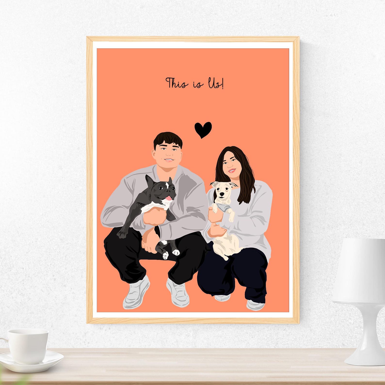 Custom Family Portrait: Cartoon Illustration, Loved One Gift, Gift for ...