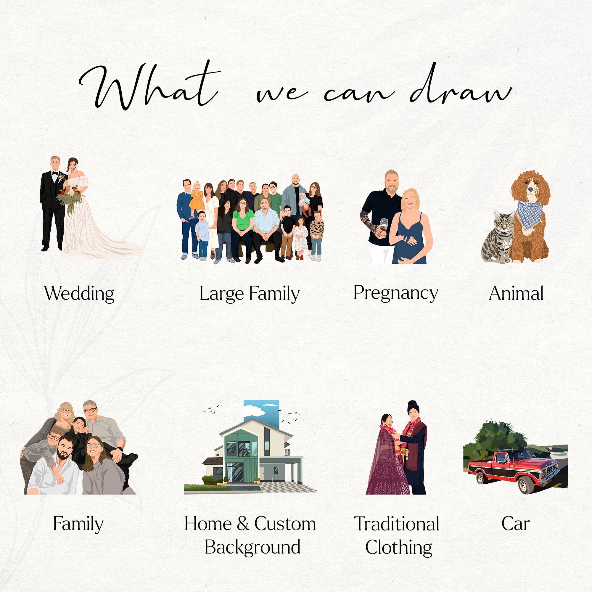 Custom Cartoon Family Portrait, Personalized Illustration, Add Loved ...