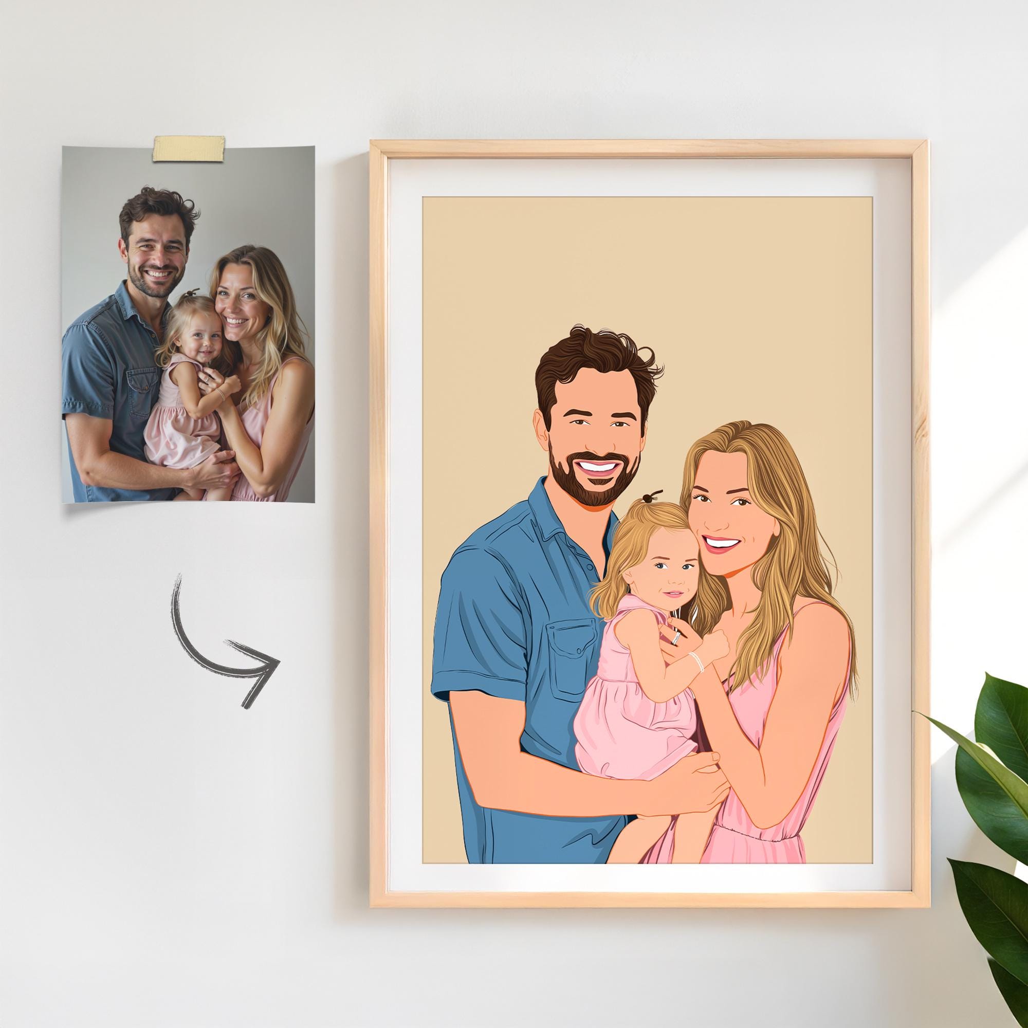Custom Cartoon Family Portrait, Personalized Illustration, Add Loved ...