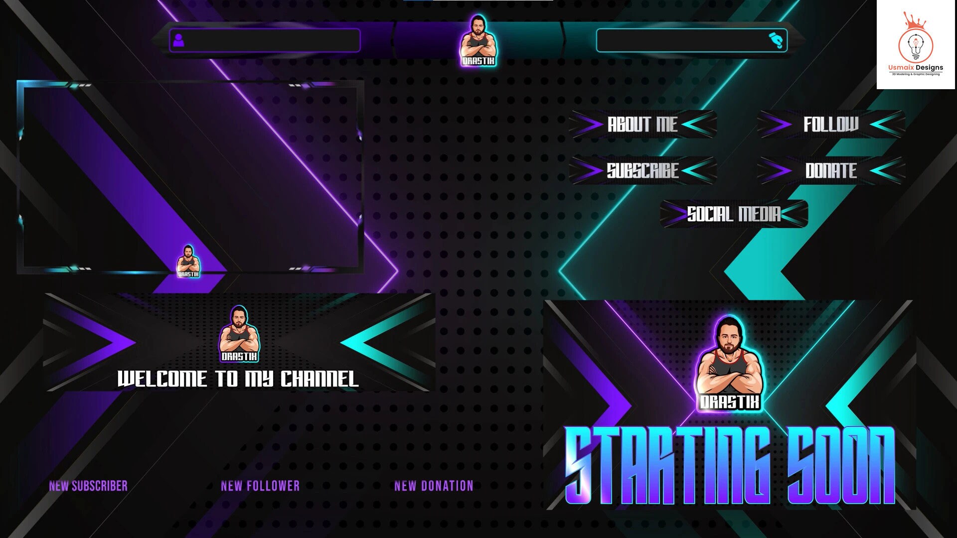 Animated Twitch Overlay Facecam Panels Screen for Stream - Etsy Australia