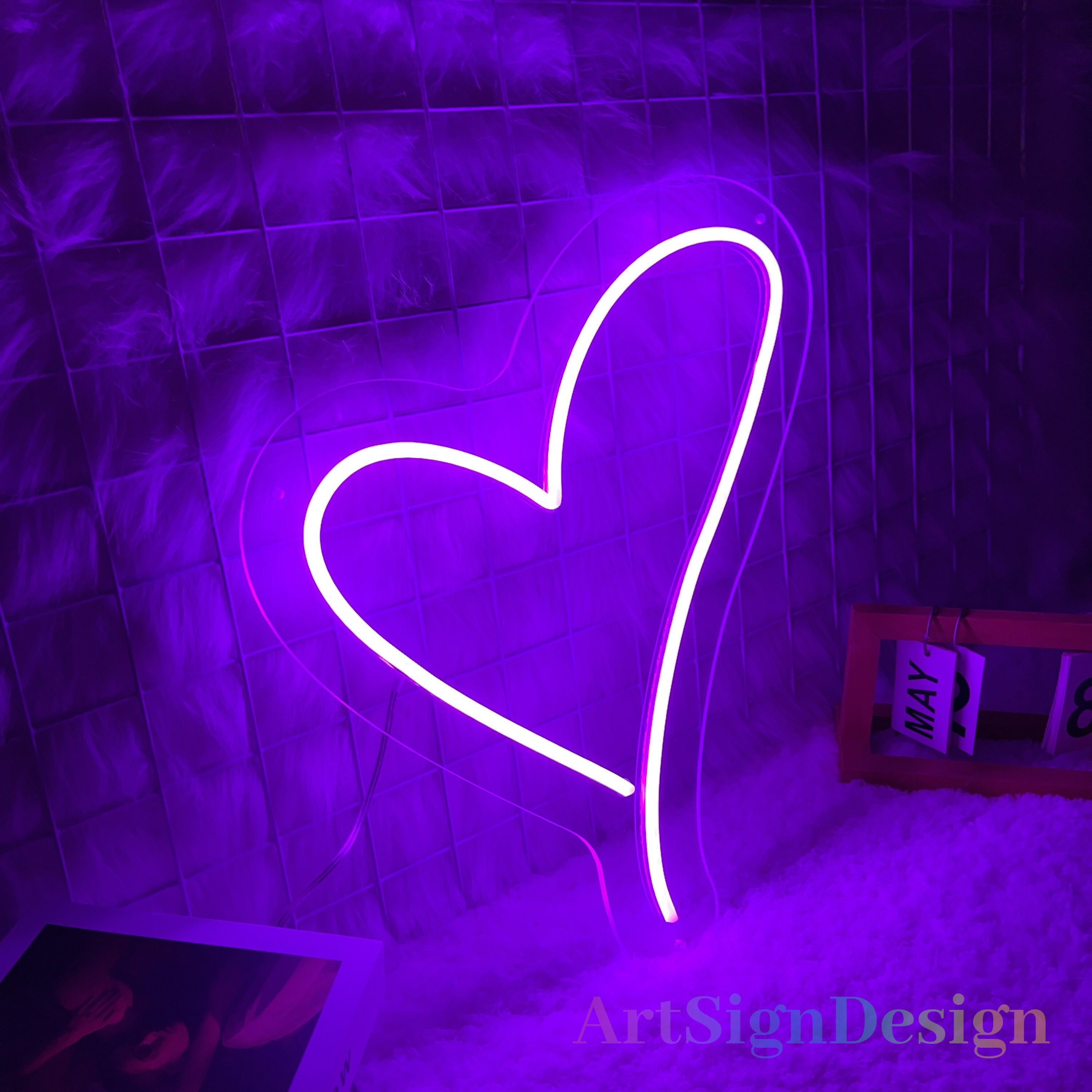 Heart Neon Sign | Minimalist Heart LED Neon Sign | Custom Wedding Party ...