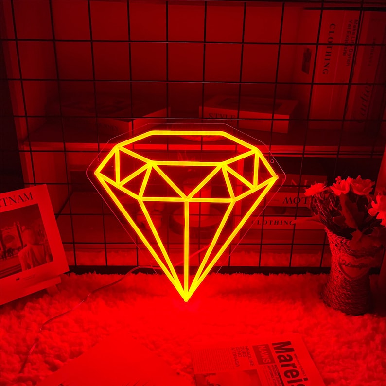 Diamond Neon Sign, Led Neon Light Sign, Home Room Wall Deocr, Neon Sign ...