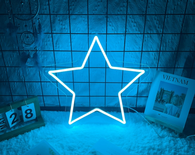 Small Star Neon Sign White Pink Blue Yellow Red Green Neon Light Stars ...