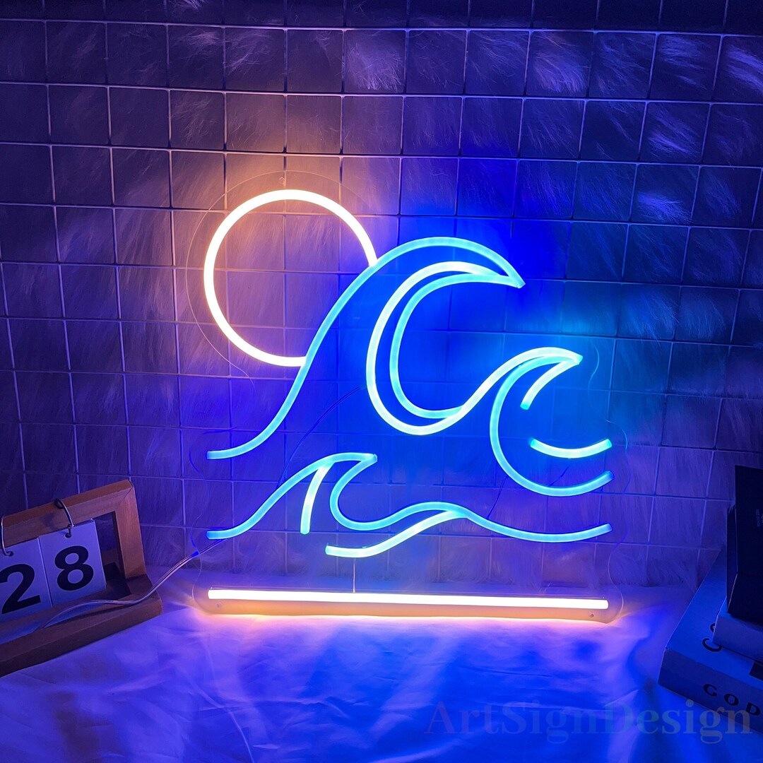 Sunset Wave Neon Sign, Wave Neon Signs,sun Wave Led Sign, Party Decor ...