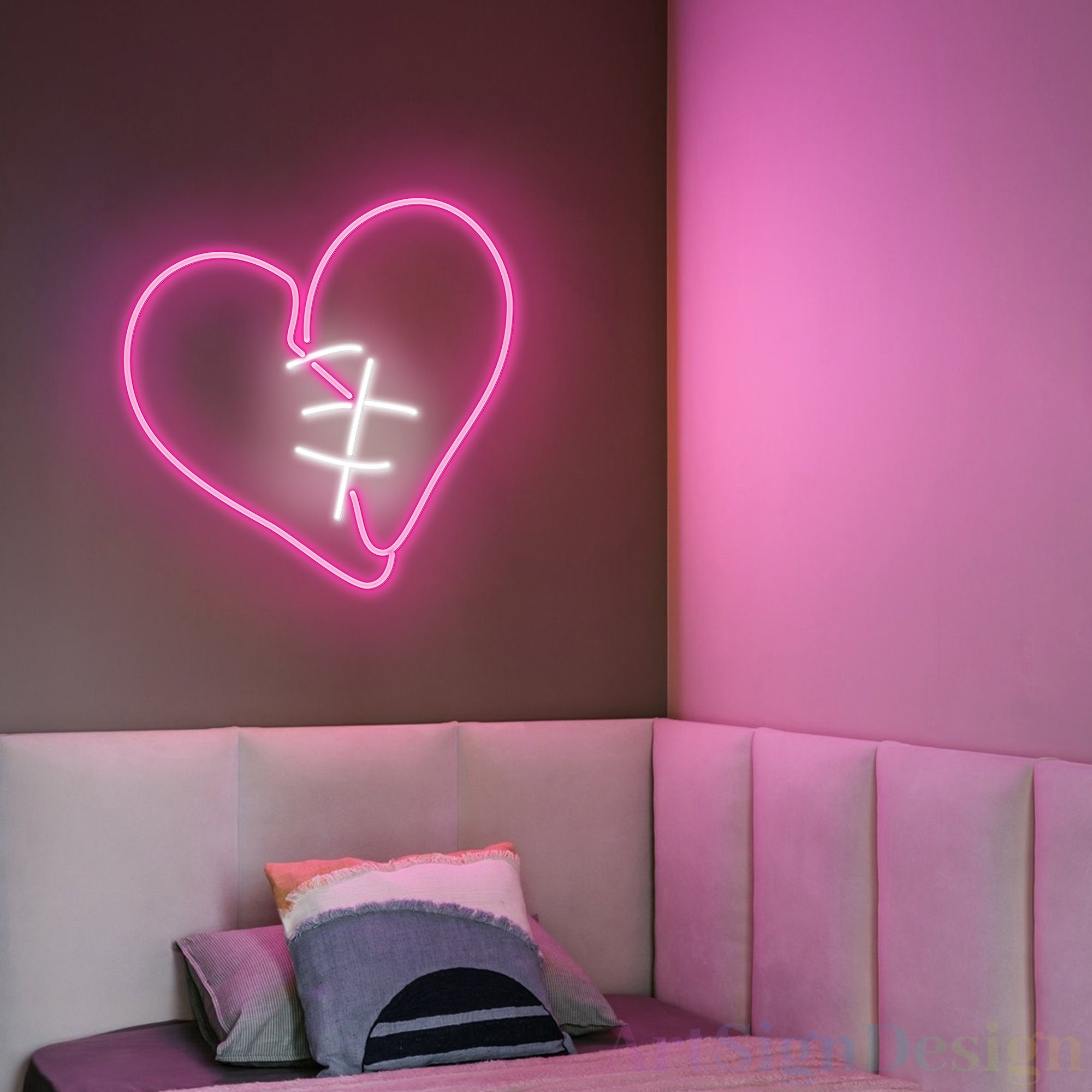 Broken Heart Neon Sign, Broken Love Sign, Neon Bedroom Wall Decor ...