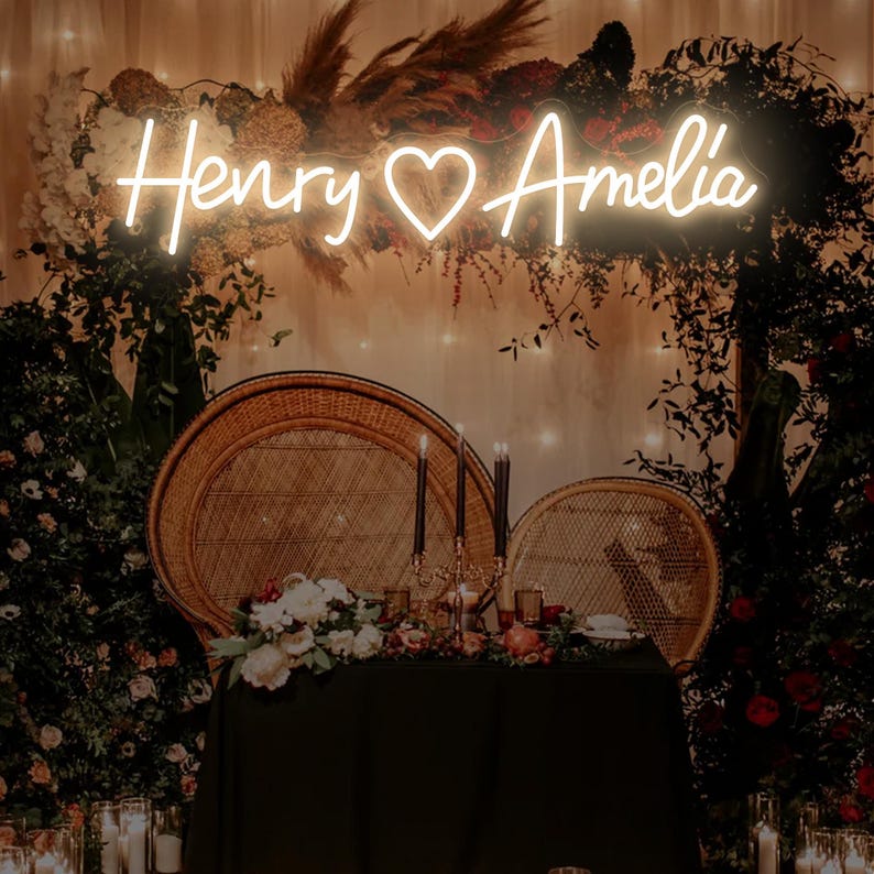Custom Wedding Neon Sign,custom Name Neon Sign,wedding Heart Led Neon ...