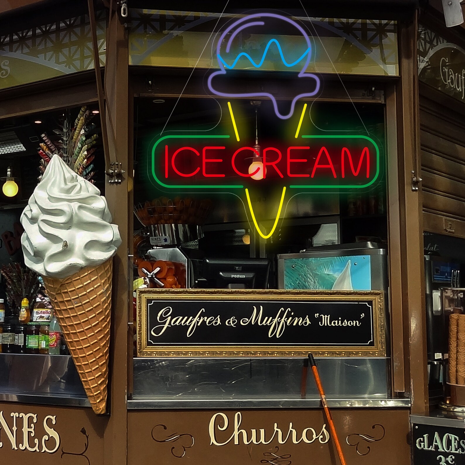 Ice Cream Neon Sign, Ice Cream Bar Sign, Ice Cream Sign, Ice Cream ...