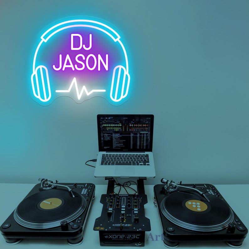 Custom DJ Name Neon Sign, Personalized Headphones Neon, Music Room Neon ...