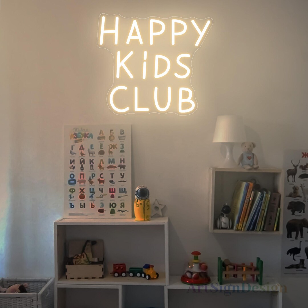Happy Kids Club Neon Sign,kid's Room Decor,boy/girl Playroom Signs ...
