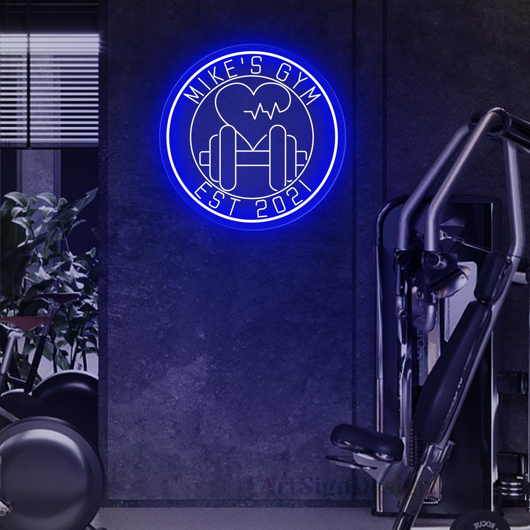 Custom Gym Neon Sign, Gym Name Sign, Personalized Home Gym Sign ...