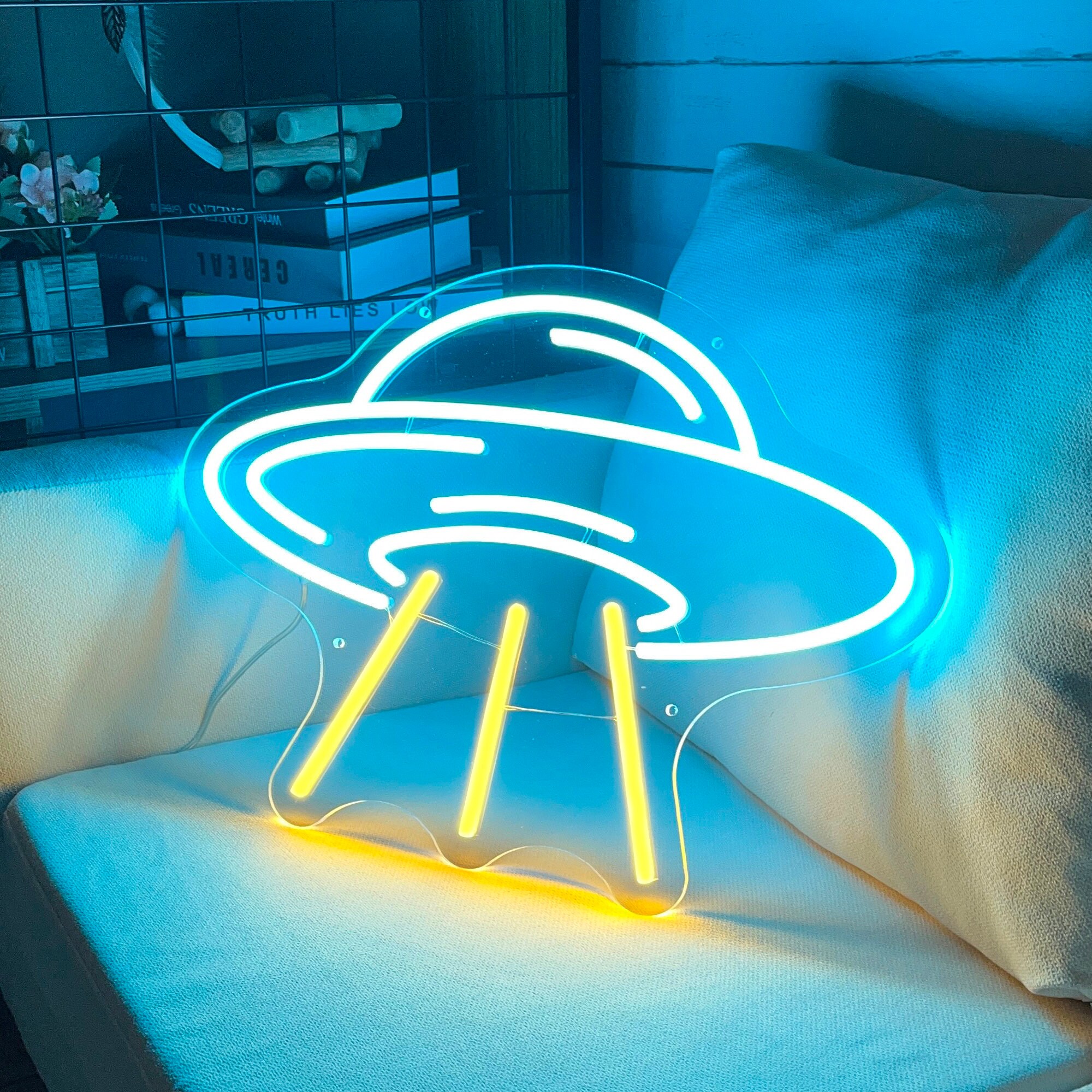 UFO Neon Signs, Custom Neon Sign Bedroom, UFO Sign, Room Party Wall ...
