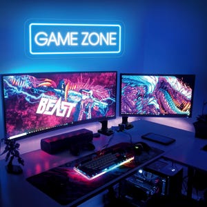 Game Zone Neon Sign,game Zone Led Sign,game Zone Wall Decor,game Room ...