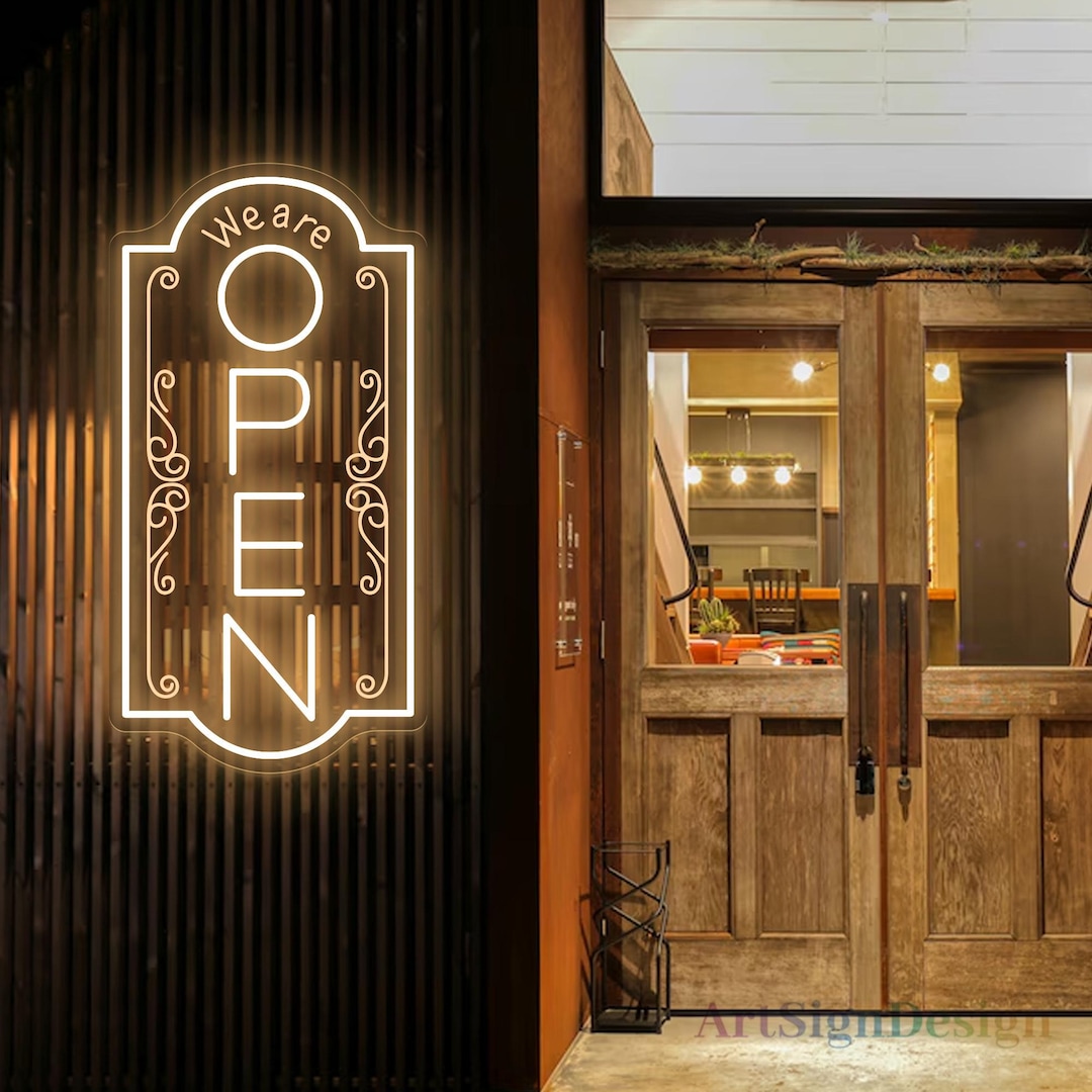 We Are Open Neon Sign for Store Window, Business Vertical Open LED ...