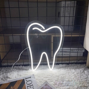 Tooth Neon Sign, White Tooth LED Neon, Medicine LED Light, Dentist ...