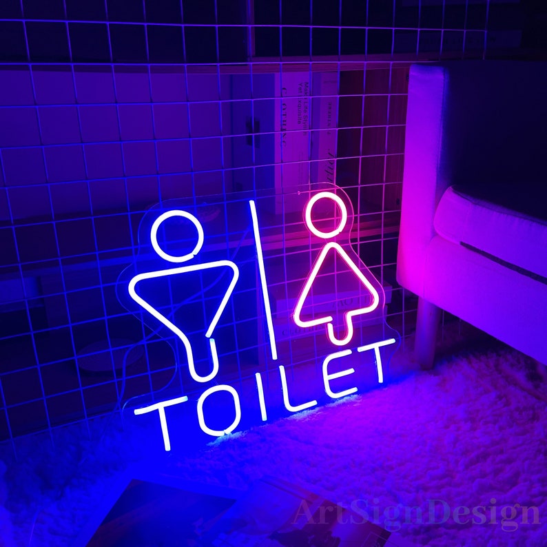 Male and Fimale Toilet Neon Sign Restroom Sign Bathroom Door Sign ...