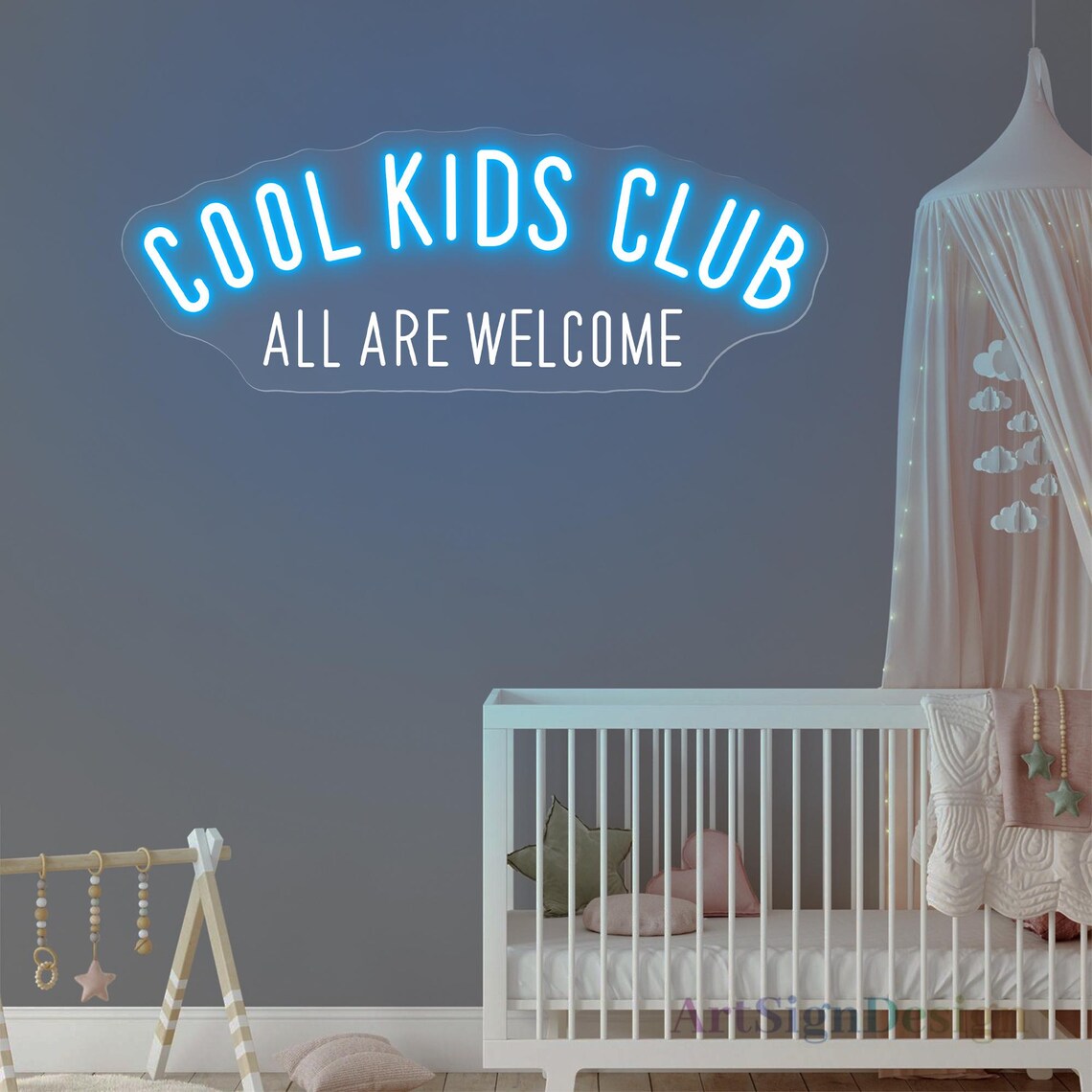 Cool Kids Club All Are Welcome Neon Sign, Kid's Room Neon Decor, Custom ...