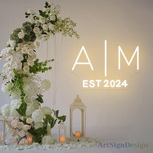Custom Wedding Initials Neon Sign, Wedding Initials Neon Decor, Wedding ...