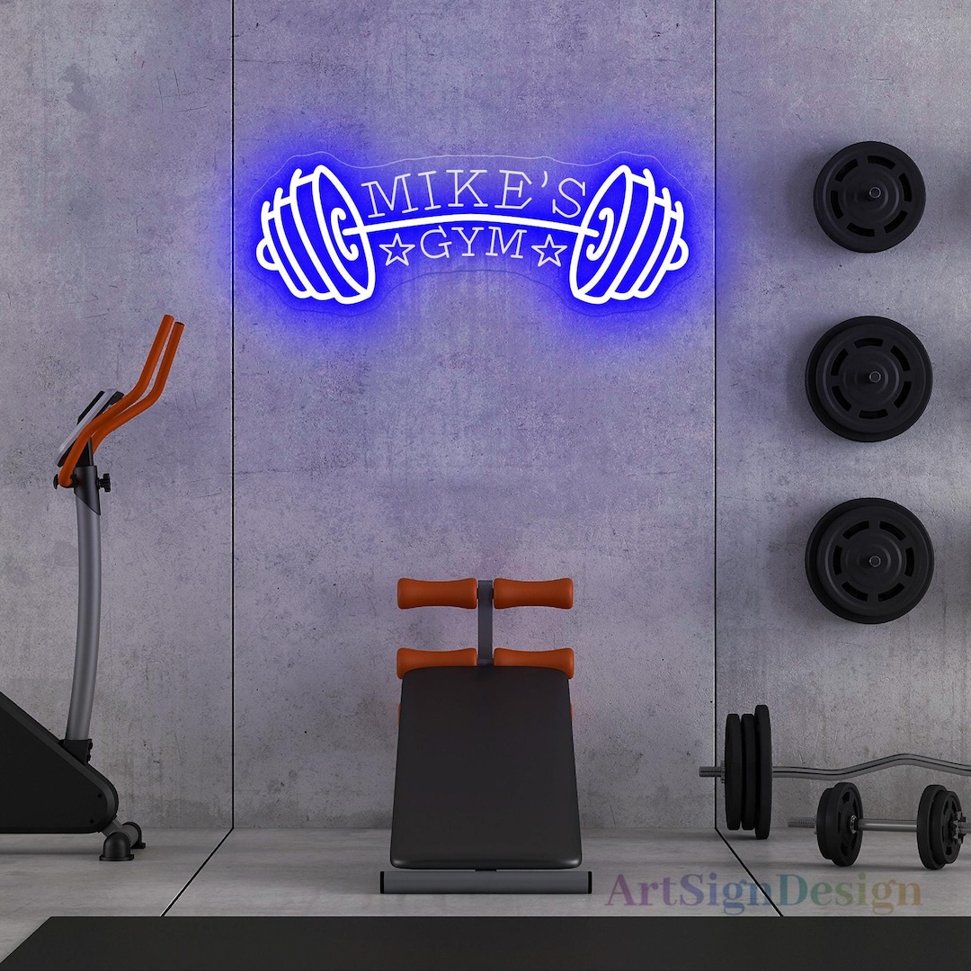 Custom Name Gym Neon Sign, Gym Wall Decoration,gym Wall Decor, Dumbbell ...